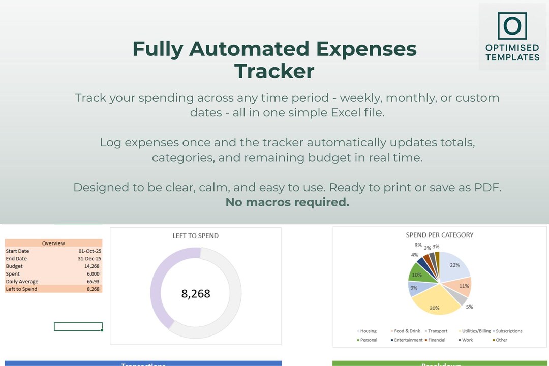 Excel Expense Tracker | Flexible Budget & Spending Tracker | Category ...