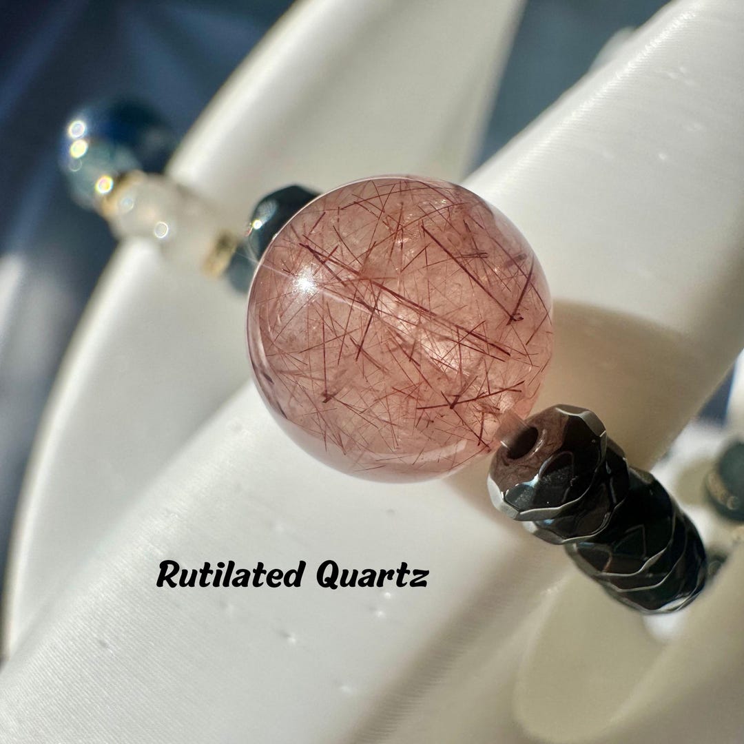 Red Rutilated Quartz Crystal Stretch Ring, Gemstone Energy Healing - Etsy