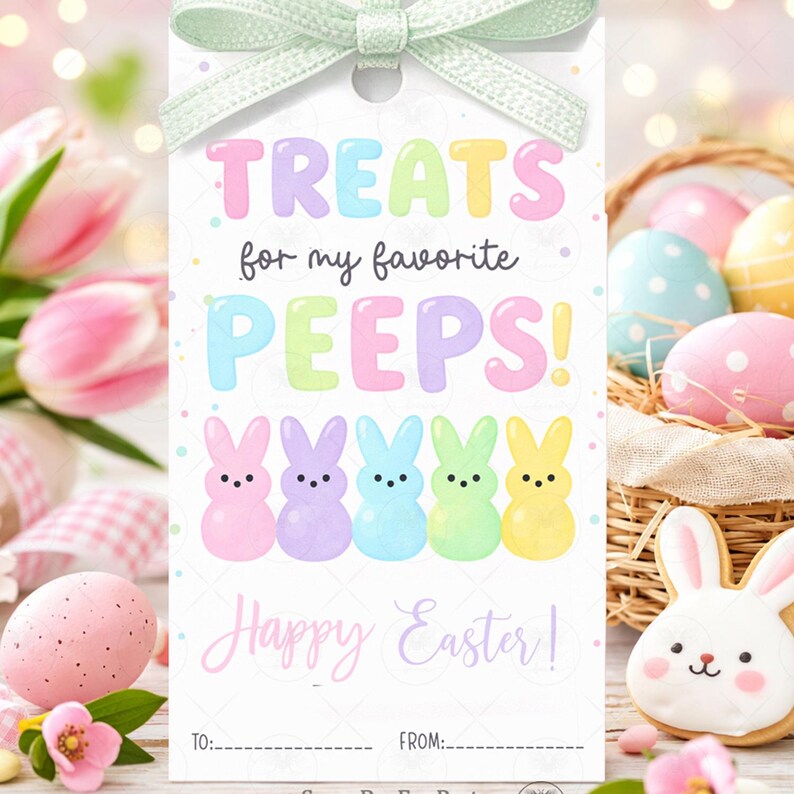 Peeps Easter Gift Tags Bunny Easter Printable, Coworker Teacher ...