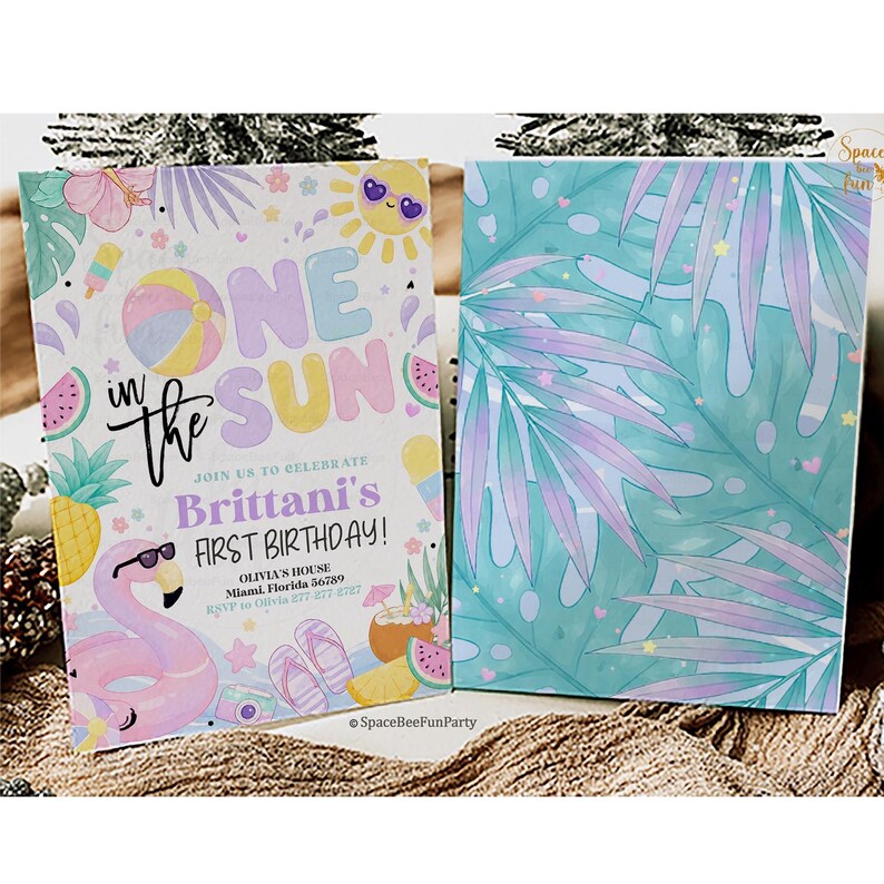 One in the Sun 1st Birthday Invitation Editable (digital Download) CH8 ...