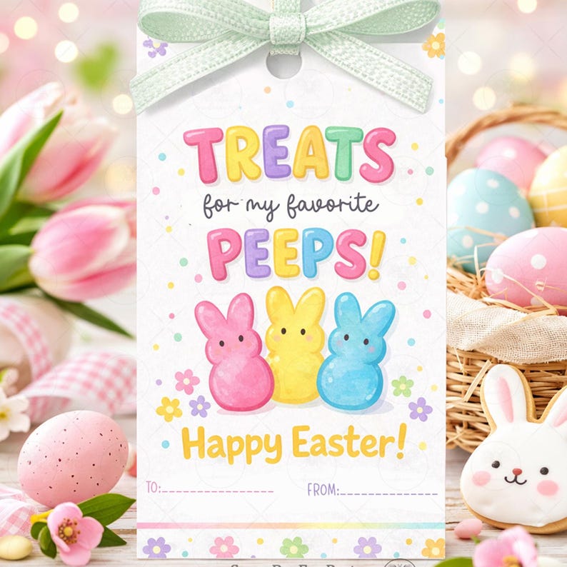 Peeps Easter Gift Tags Easter Printable, Coworker Teacher Classroom ...