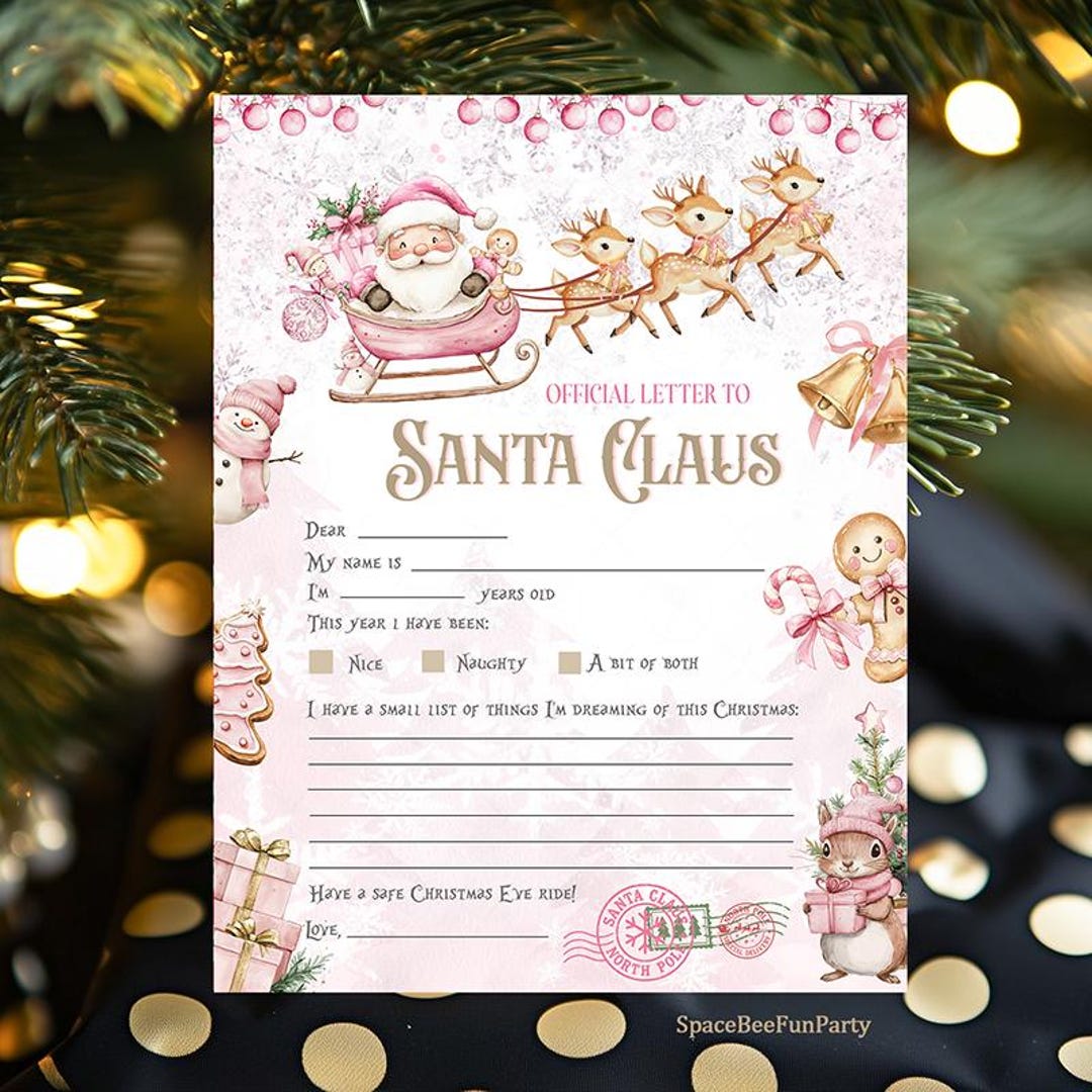 Letter to Santa Printable Santa Wish List Letters Christmas Letter Easy ...