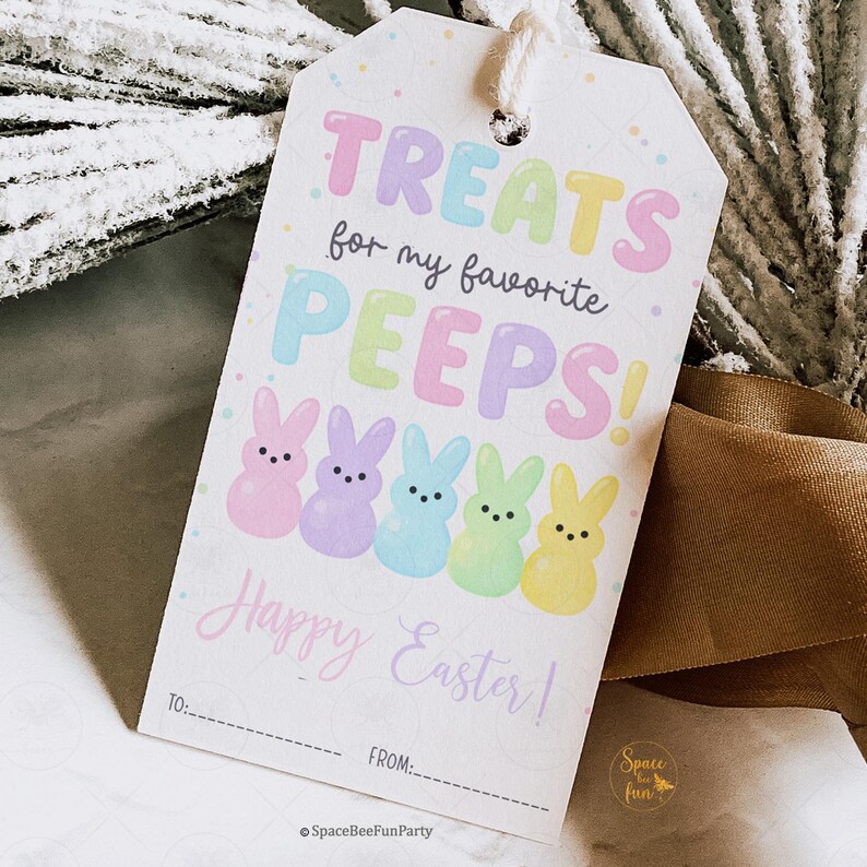 Peeps Easter Gift Tags Bunny Easter Printable, Coworker Teacher ...