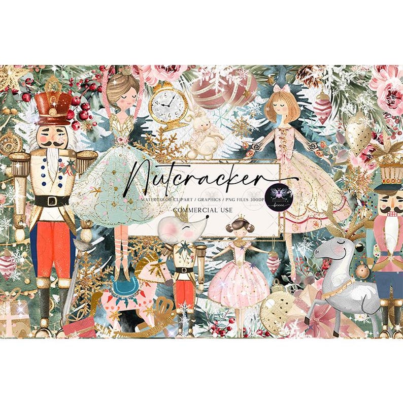 Nutcracker Clipart, Christmas Winter Watercolor Ballet Fairytale ...