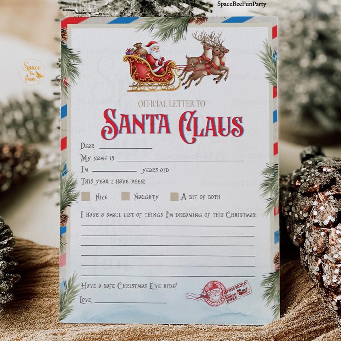 Letter to Santa Printable Santa Wish List Letters Christmas Letter Easy ...