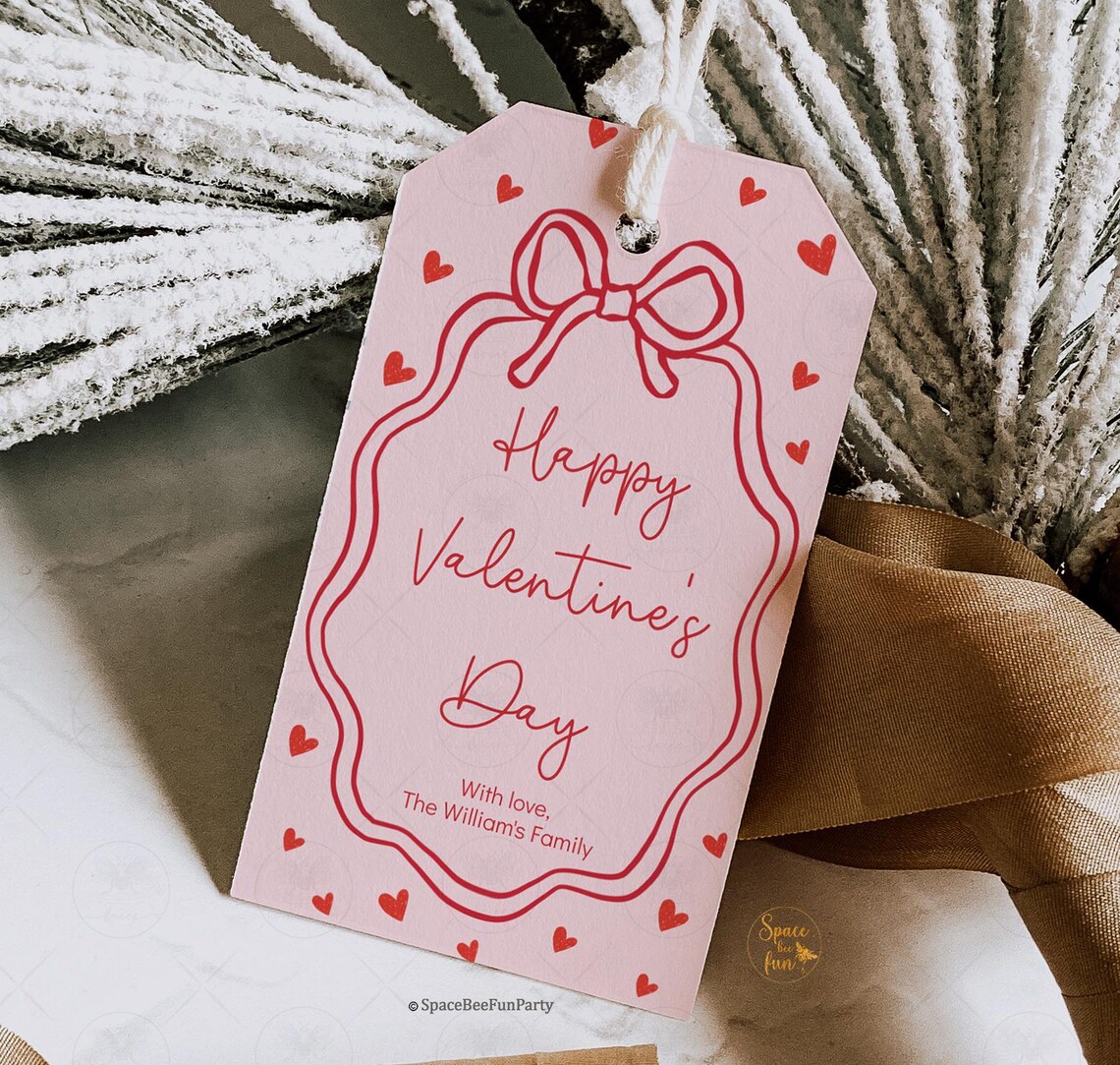 Valentine Tag Editable Happy Valentine's Day Gift Tags Red Pink ...