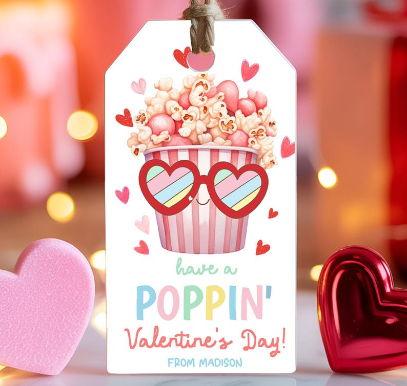 Have a Popping Valentine's Day Printable Tag Editable Popcorn Kids ...