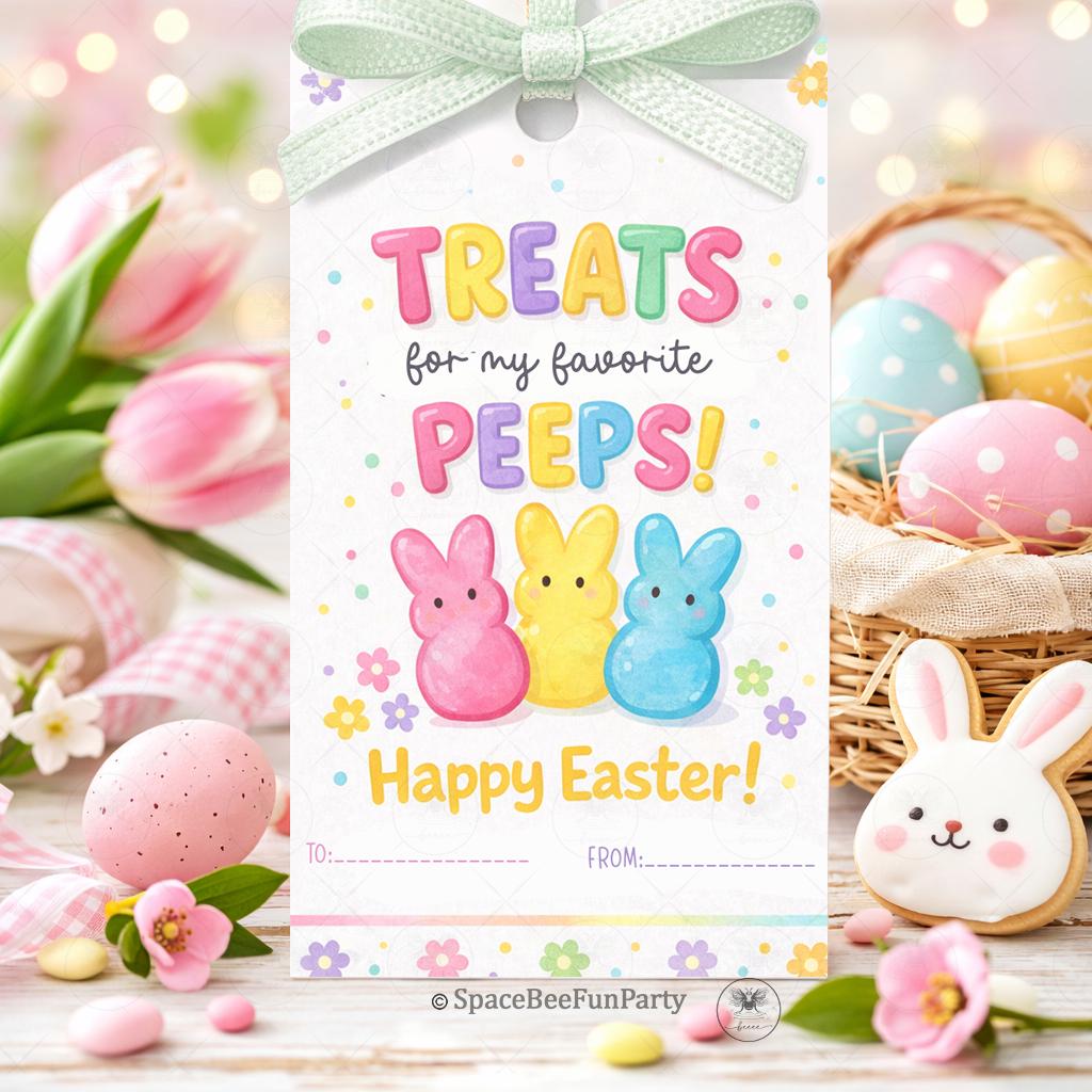 Peeps Easter Gift Tags Easter Printable, Coworker Teacher Classroom ...