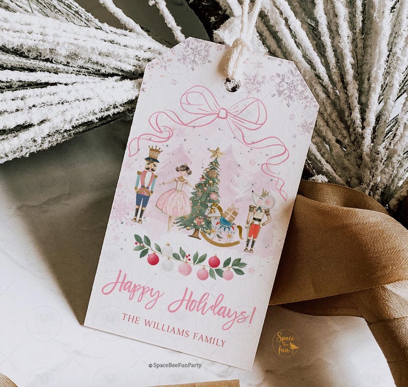 Christmas Gift Tags Printable Editable, Holiday Tags Nutcracker Cute ...