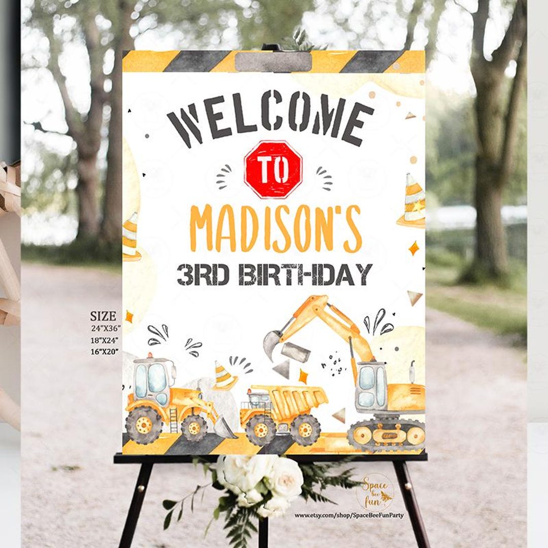 Construction Birthday Party Signs, Dump Truck Welcome Sign, Board Yard ...