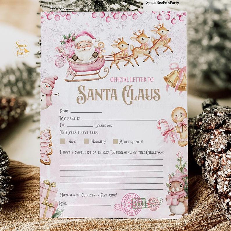 Letter to Santa Printable Santa Wish List Letters Christmas Letter Easy ...