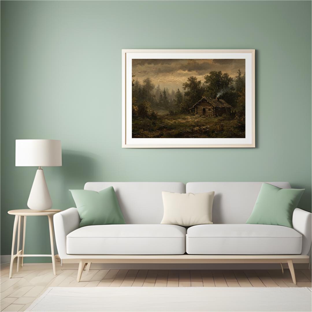 Rustic Cabin in Moody Forest Vintage Art Print (digital Download) - Etsy