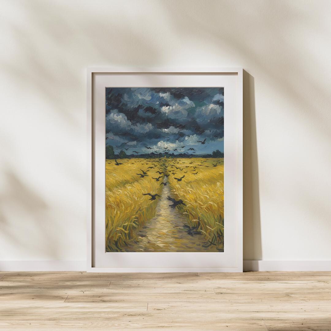 Van Gogh Wheatfield With Crows Print | Moody Farmhouse Art (digital ...