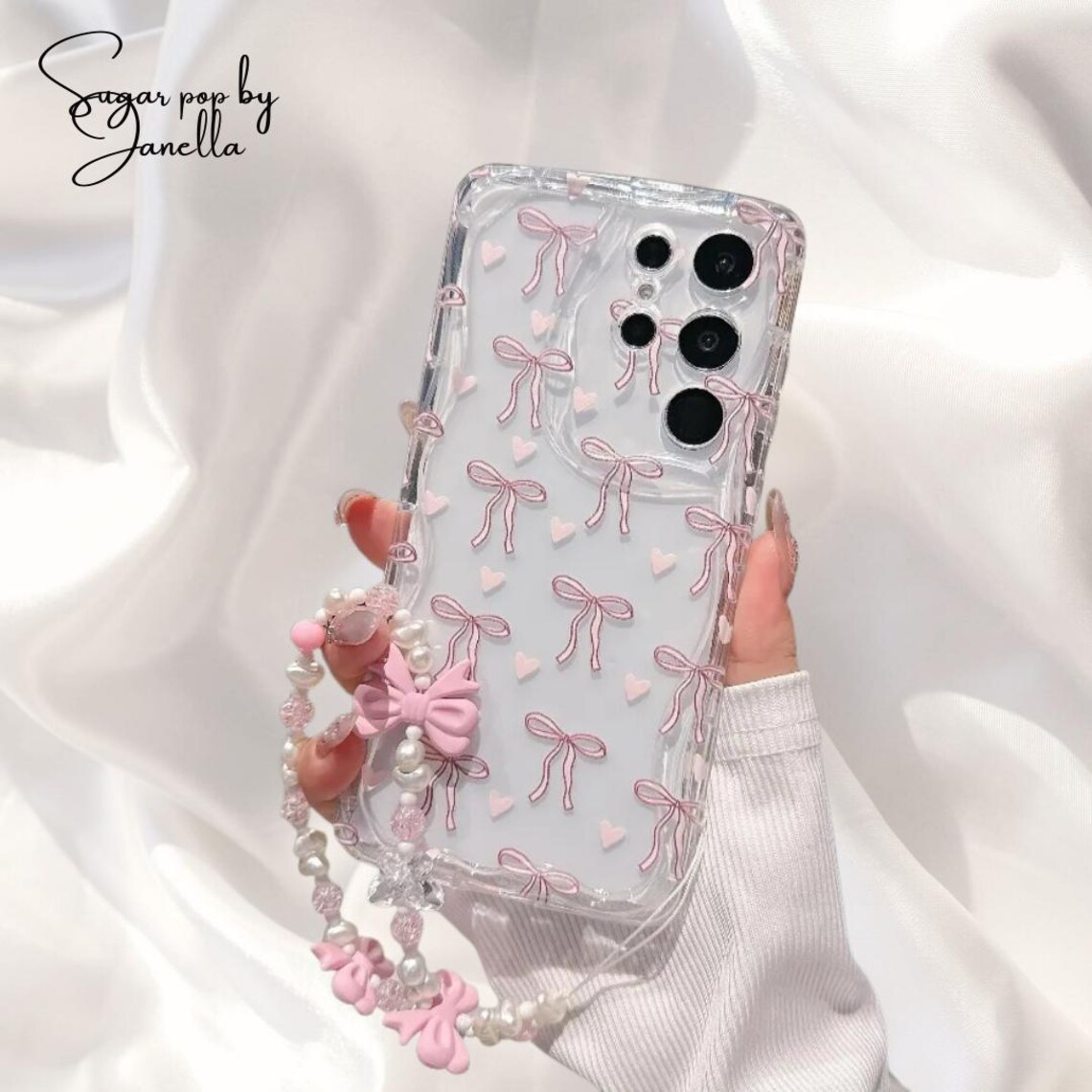 Transparent Pink Bowknot Samsung Galaxy Case, Butterfly Strap - Etsy