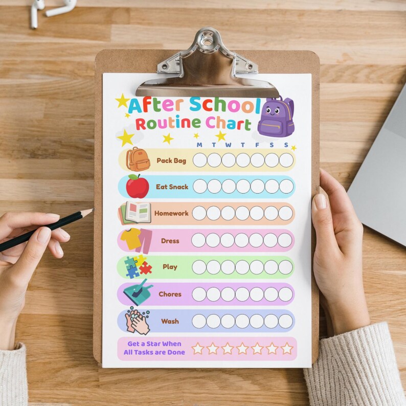 Afterschool Routine Chart for Kids, Printable PDF Visual, A4 Instant ...