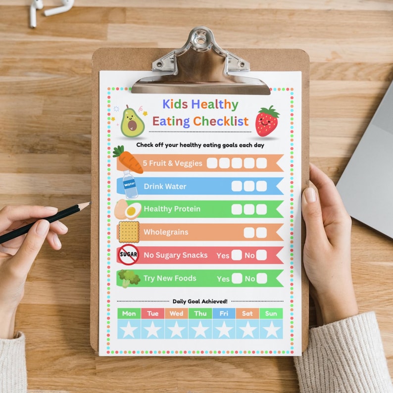 Printable PDF Healthy Eating Chart for Kids, A4 Healthy Habits Routine ...