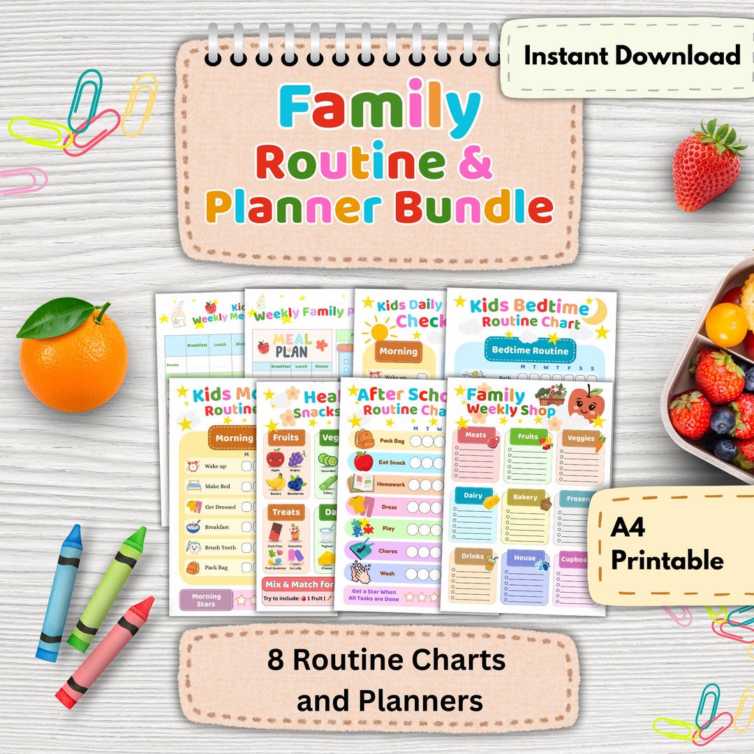 Printable Family Routine Bundle PDF, A4 Visual Charts & Helpers - Etsy
