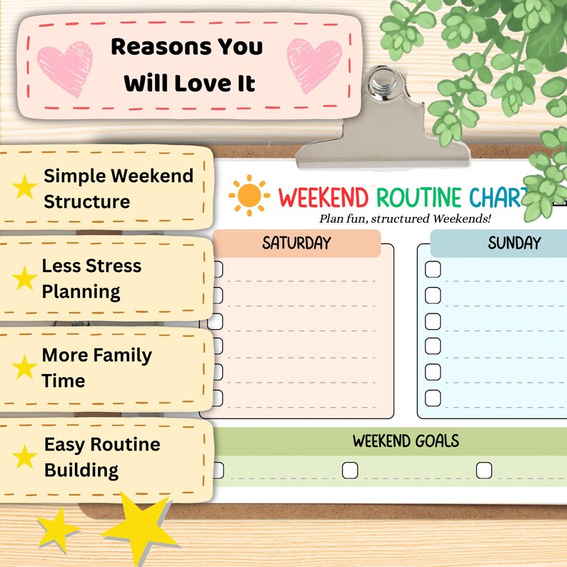 Printable A4 Weekend Routine Chart, Canva Editable Saturday Sunday ...
