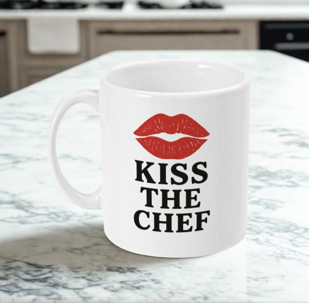 Kiss the Chef Mug, Red Lips, Funny Kitchen Gift - Etsy