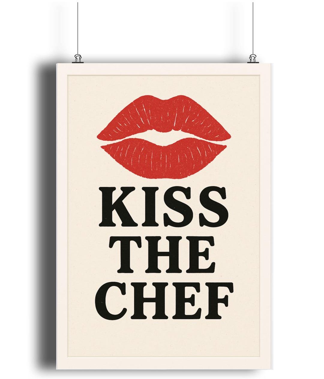 Kiss the Chef Print – Red Lips Kitchen Art, Modern Giclée Poster (A3 ...