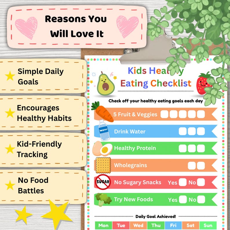 Printable PDF Healthy Eating Chart for Kids, A4 Healthy Habits Routine ...