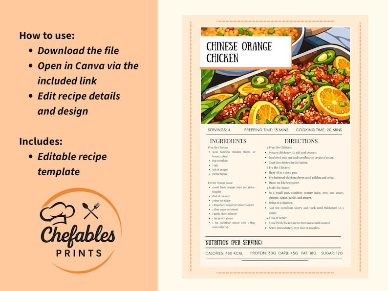 Editable Recipe Template for Canva | Professional Recipe Card ...