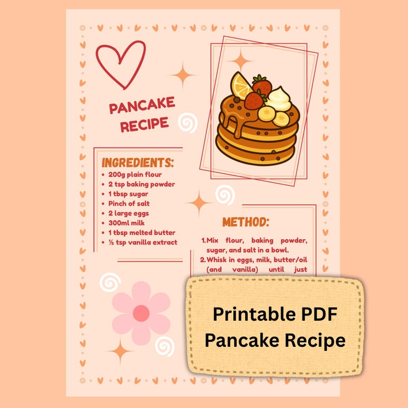 Printable Recipe Template PDF | Professional Recipe Card | Instant ...