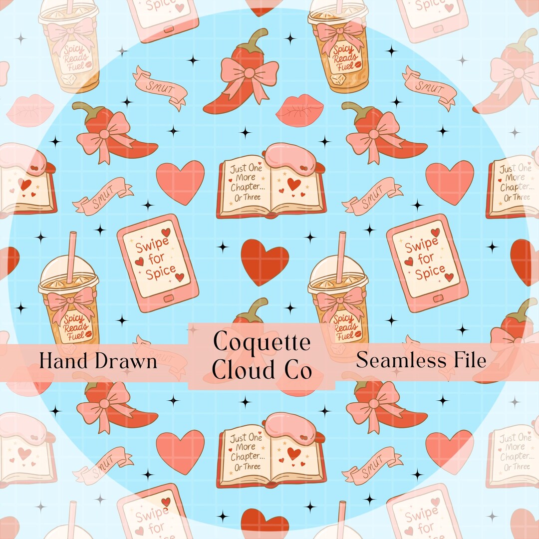 Smut Seamless Pattern PNG, Digital Download for Bookish Fabric Design ...