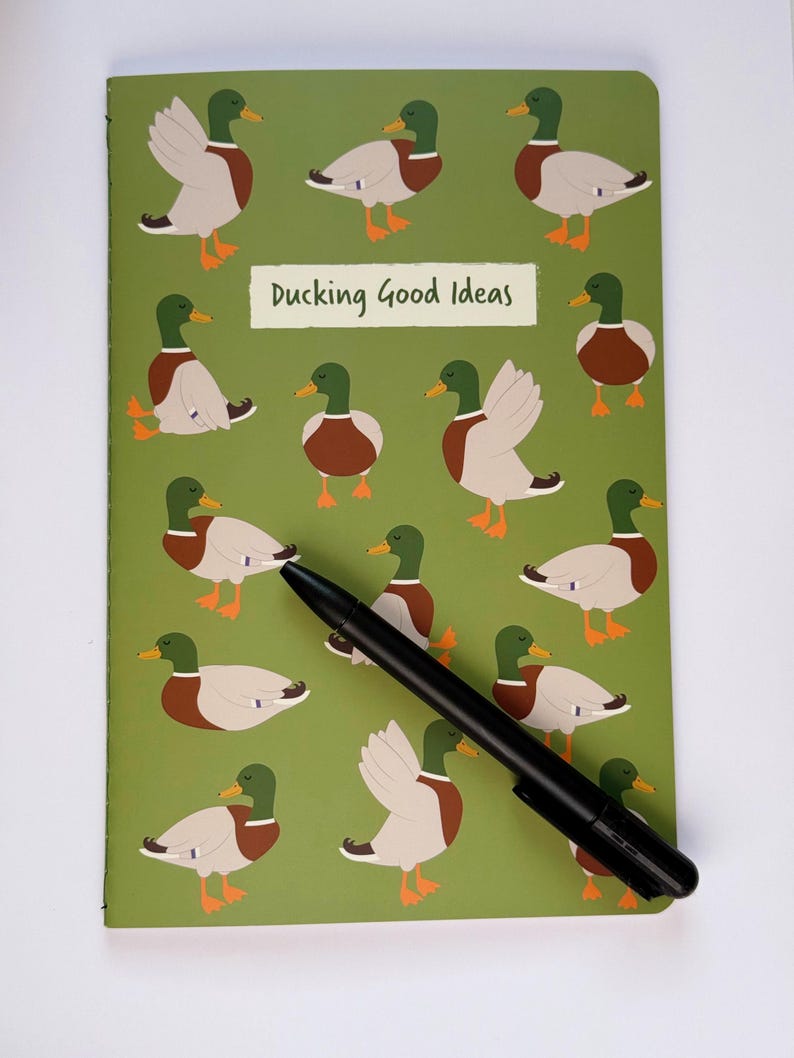 Ducking Good Ideas Notebook | Cute Mallard Duck Notebook A5 | Funny Pun ...