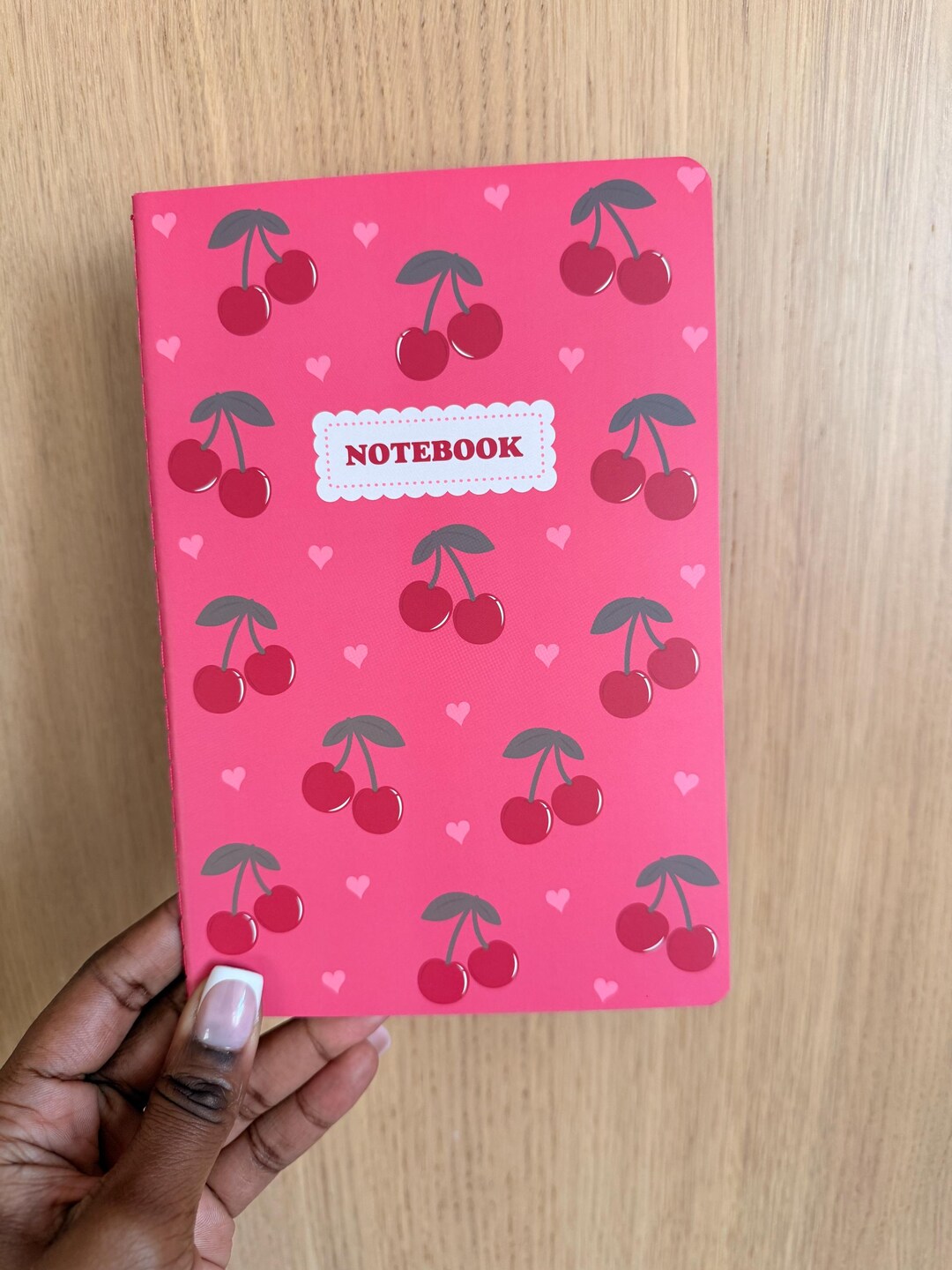 Cherry Heart Notebook A5 | Cute Pink Cherry Notebook | Lined Journal ...