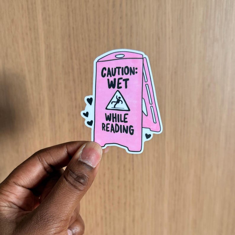 Caution Wet While Reading Sticker | Bookish Humor Reader Sticker ...