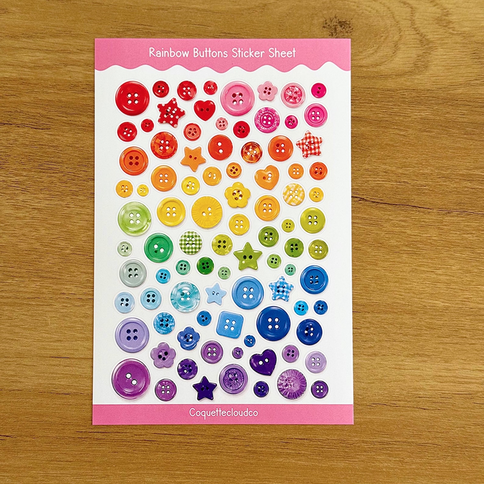Rainbow Button Sticker Sheet, Cute Scrapbook Stickers, Kawaii Planner ...