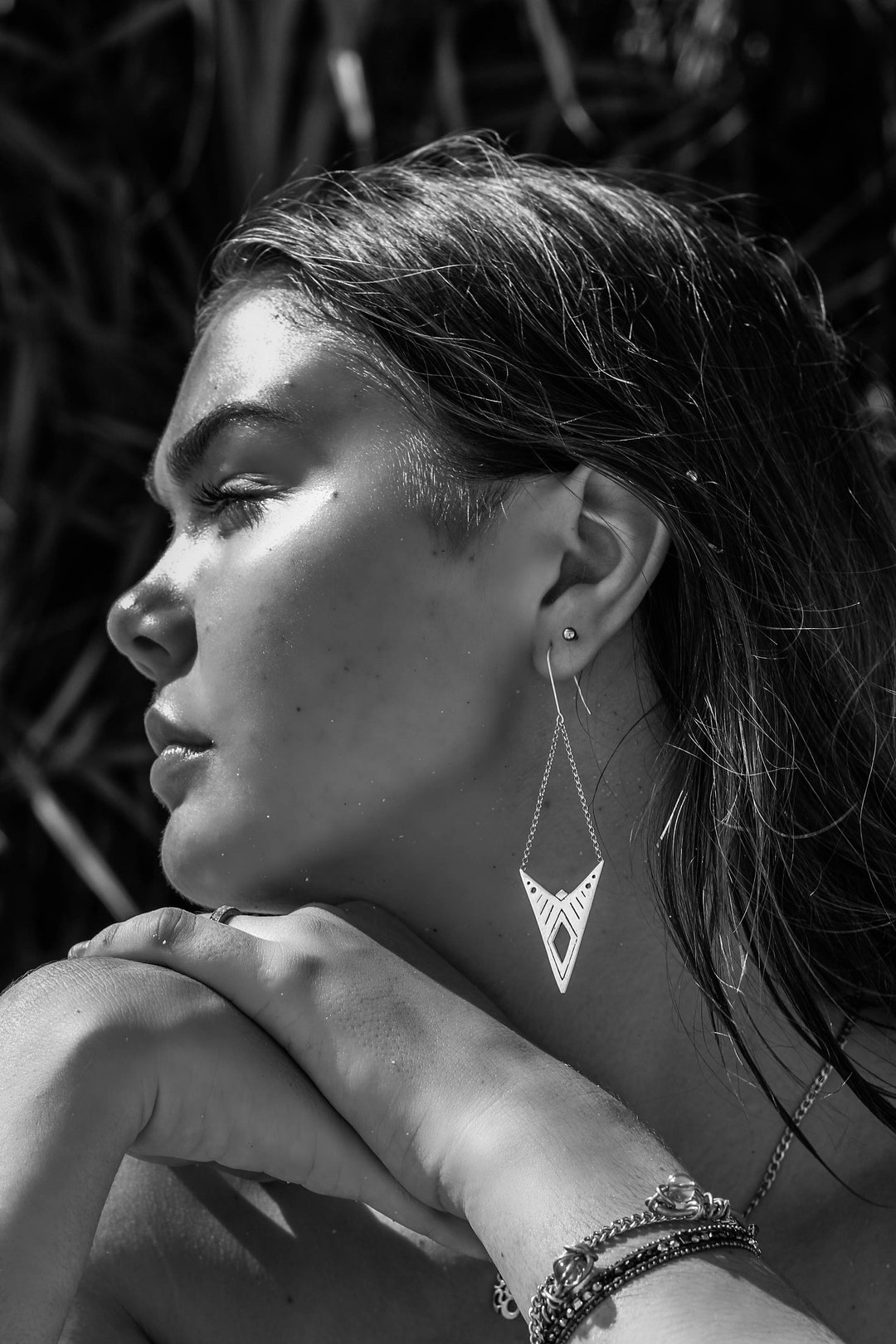 Koola Chain Earrings Dangle Geometric Handmade Angel Khoola - Etsy