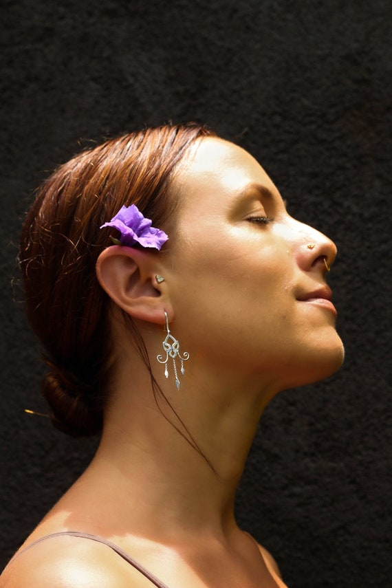 Zaza sterling silver chain dangle delicate boho chic statement | Etsy