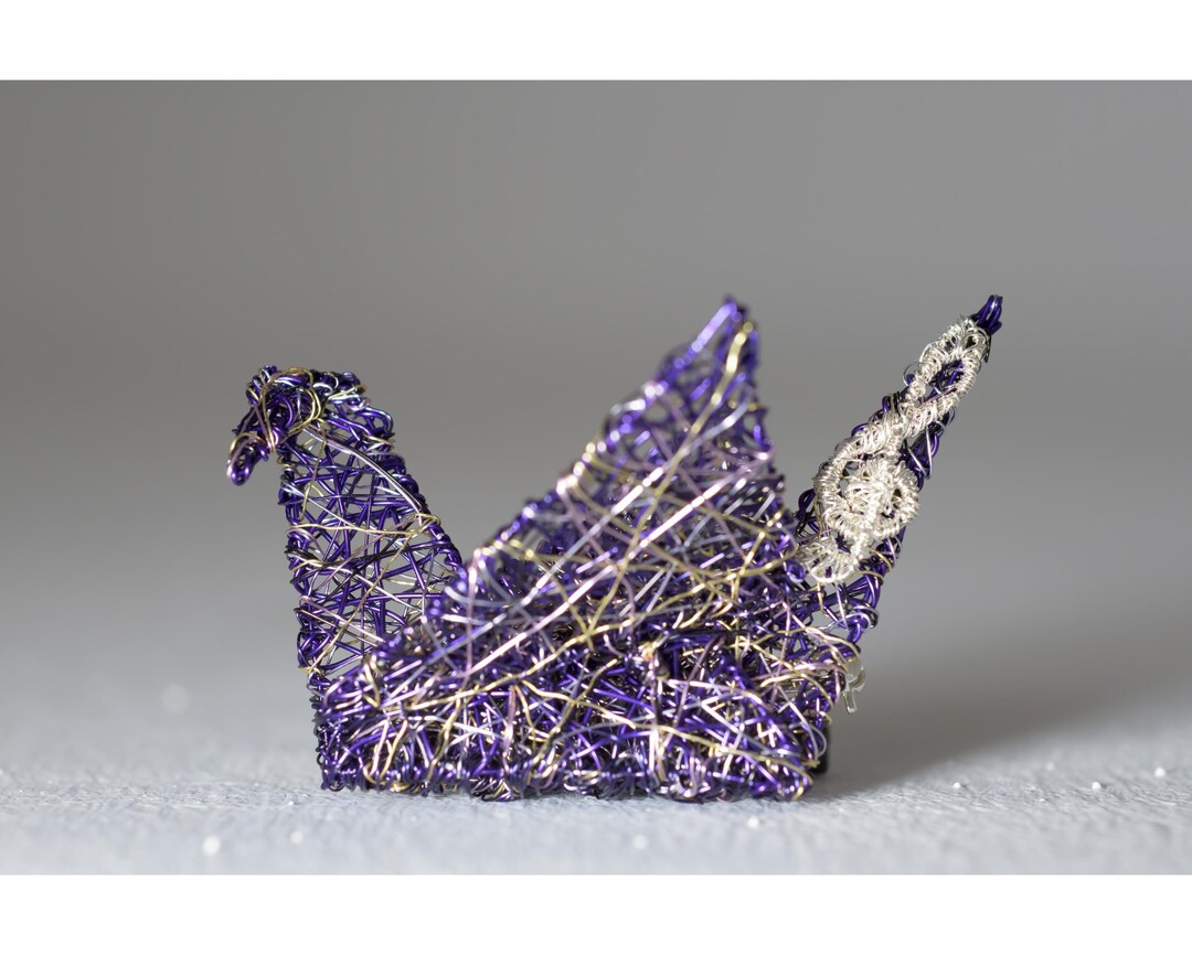 Eggplant Origami Crane Brooch · Sculptural Wire Form - Etsy