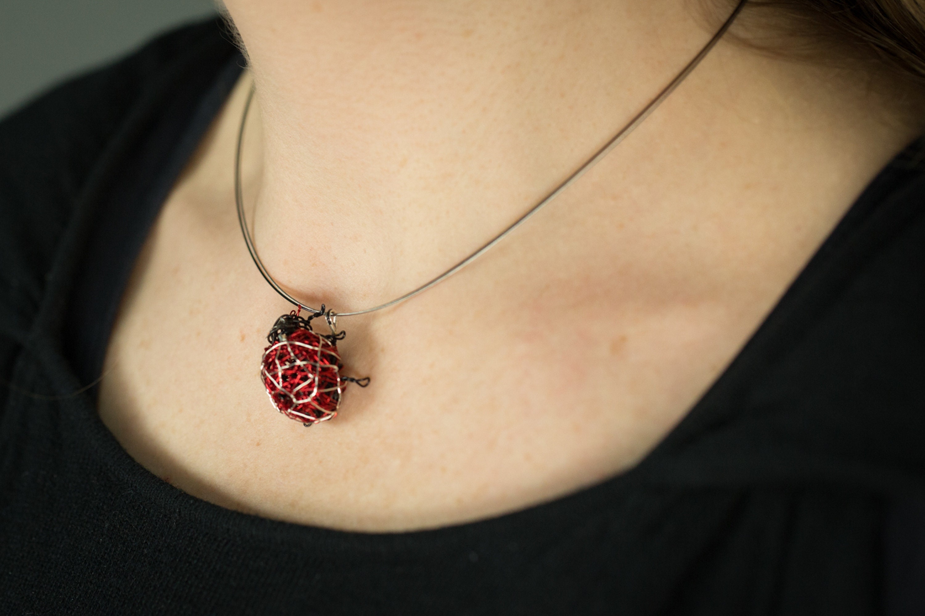 Ladybug Necklace Ladybug Jewelry Wire Art Sculpture Red - Etsy