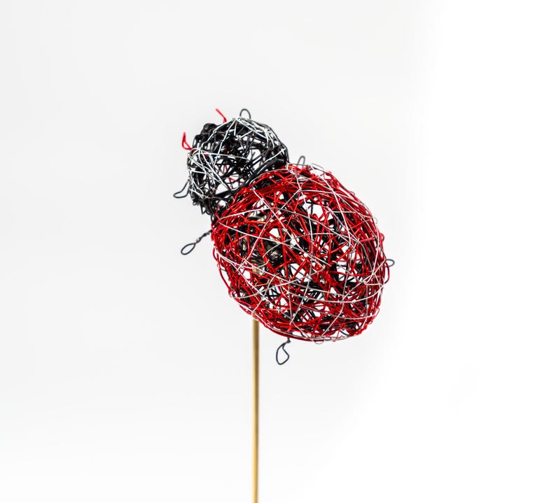 Ladybug Art Sculpture · Wire Line Drawing Insect Figurine Collector ...