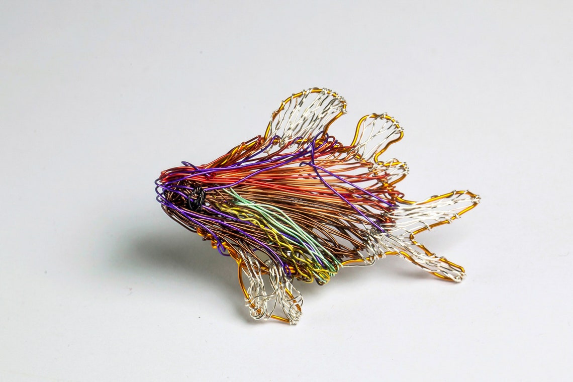 Red Fish Brooch Metal Wire Art Fish Jewelry Ocean Fish - Etsy