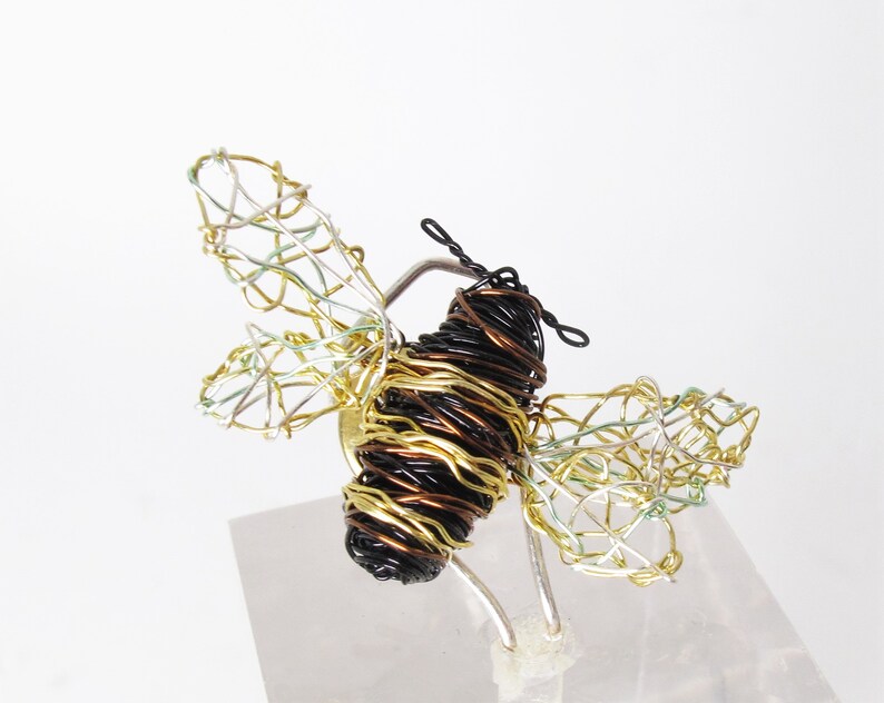 Honey Bee Brooch, Small Bee Pin, Wire Bug Art Sculpture Jewelry Insect ...