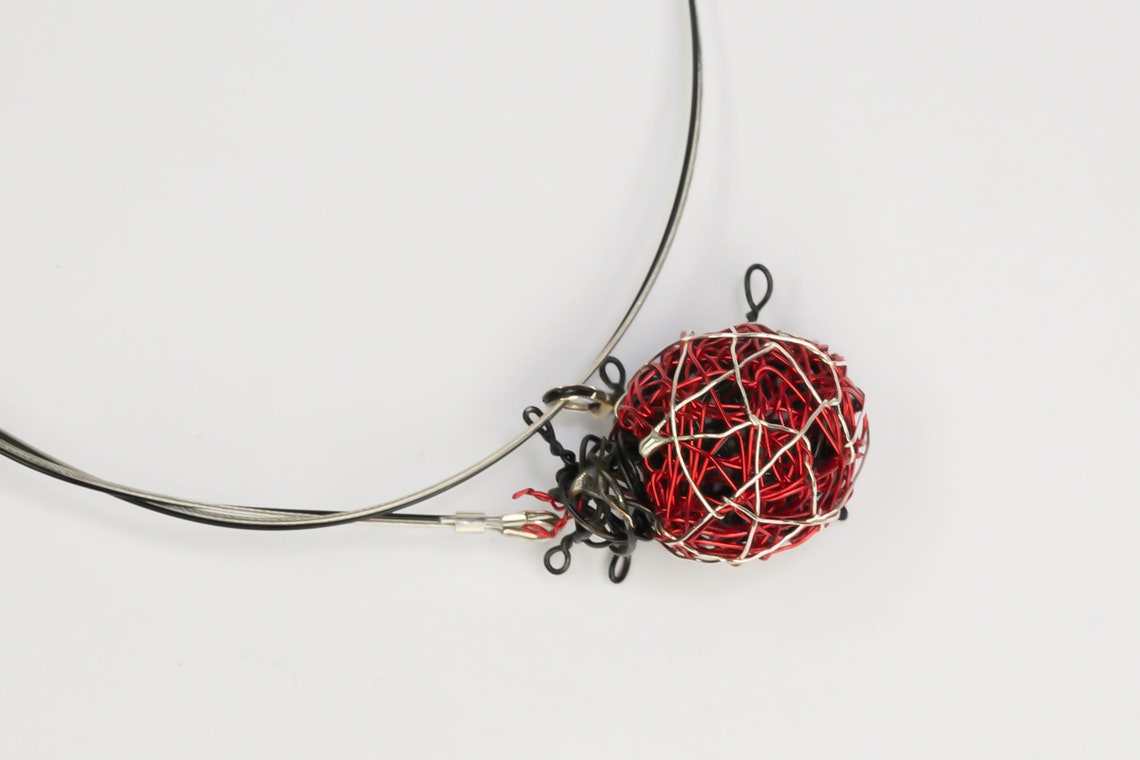 Ladybug Necklace Ladybug Jewelry Wire Art Sculpture Red - Etsy