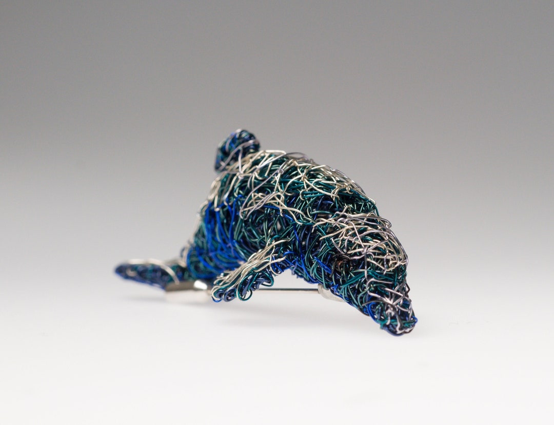 Wire Dolphin Sculpture Brooch, Ocean Sea Animal Artist Jewelry, Diving ...