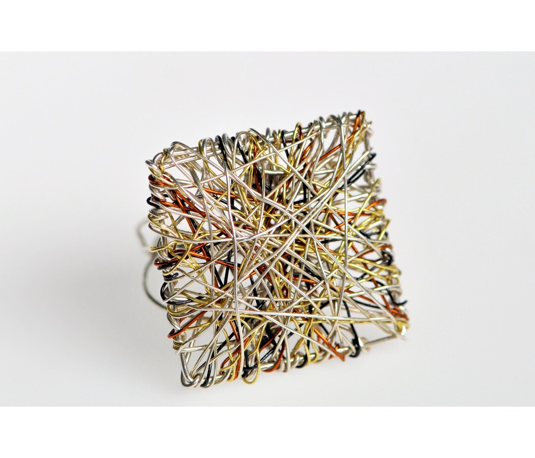 Square Ring Wire Ring Silver Ring Contemporary Jewelry Statement Ring ...