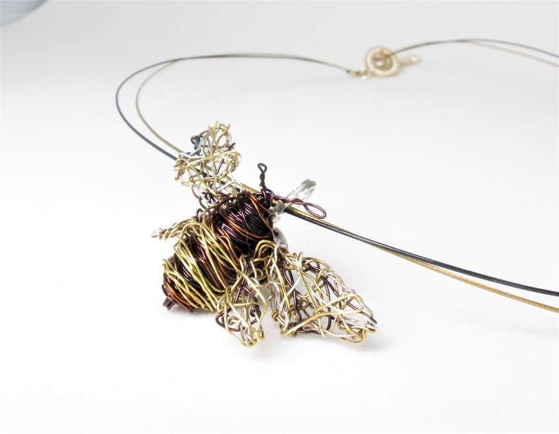 Bee Necklace Bee Pendant Wire Sculpture Insect Art Jewelry - Etsy