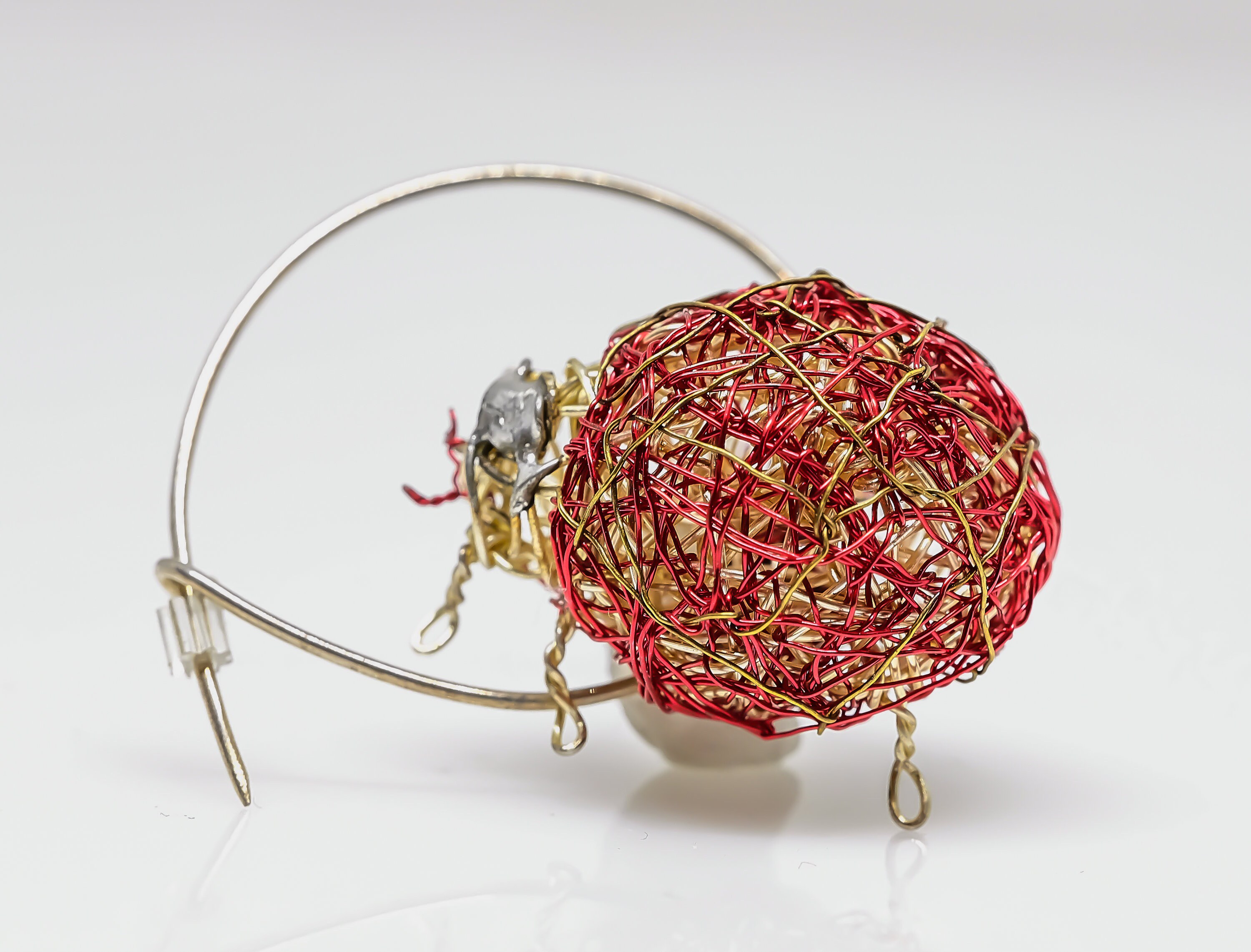 Ladybug Brooch Ladybug Pin Wire Animal Sculpture Bug Art Pin Red Beetle ...