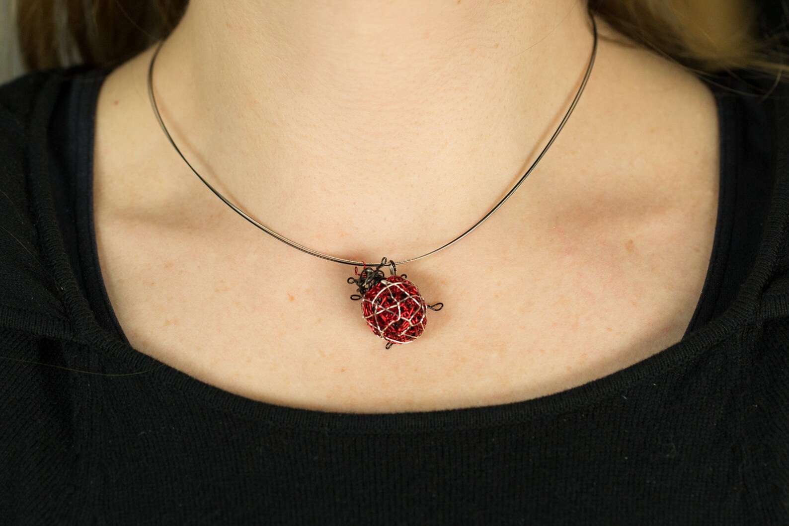 Ladybug Necklace Ladybug Jewelry Wire Art Sculpture Red - Etsy