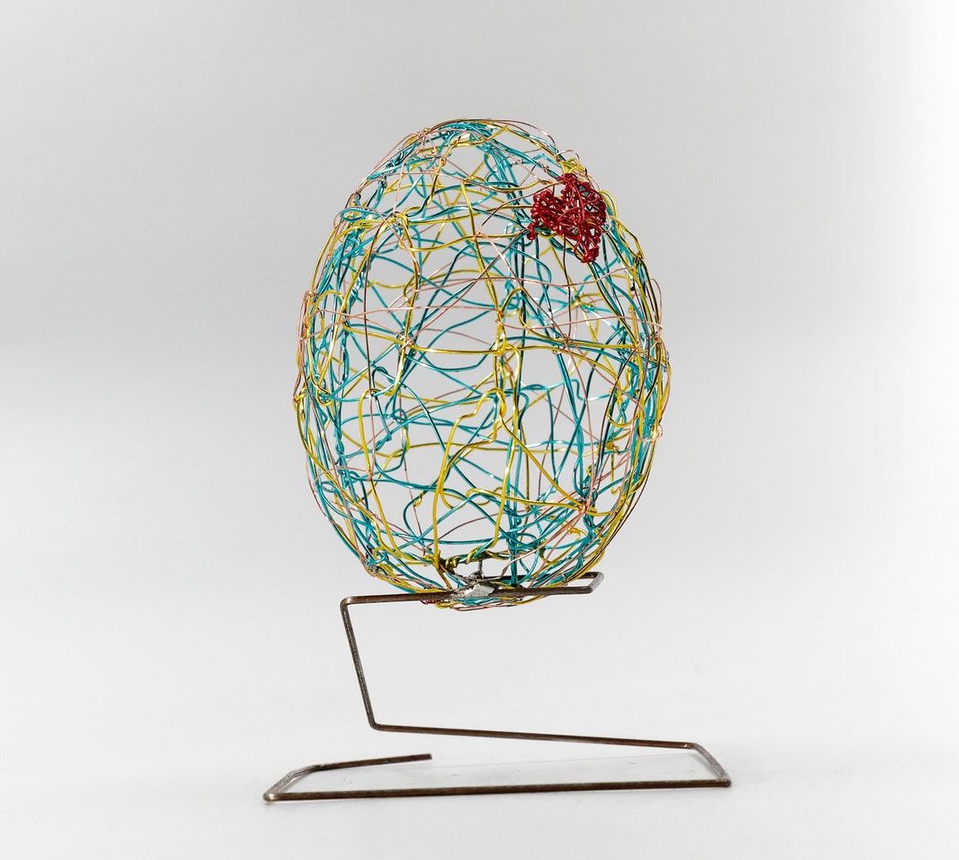 Handmade Wire Egg Sculpture: Modern Copper Art With Heart - Etsy