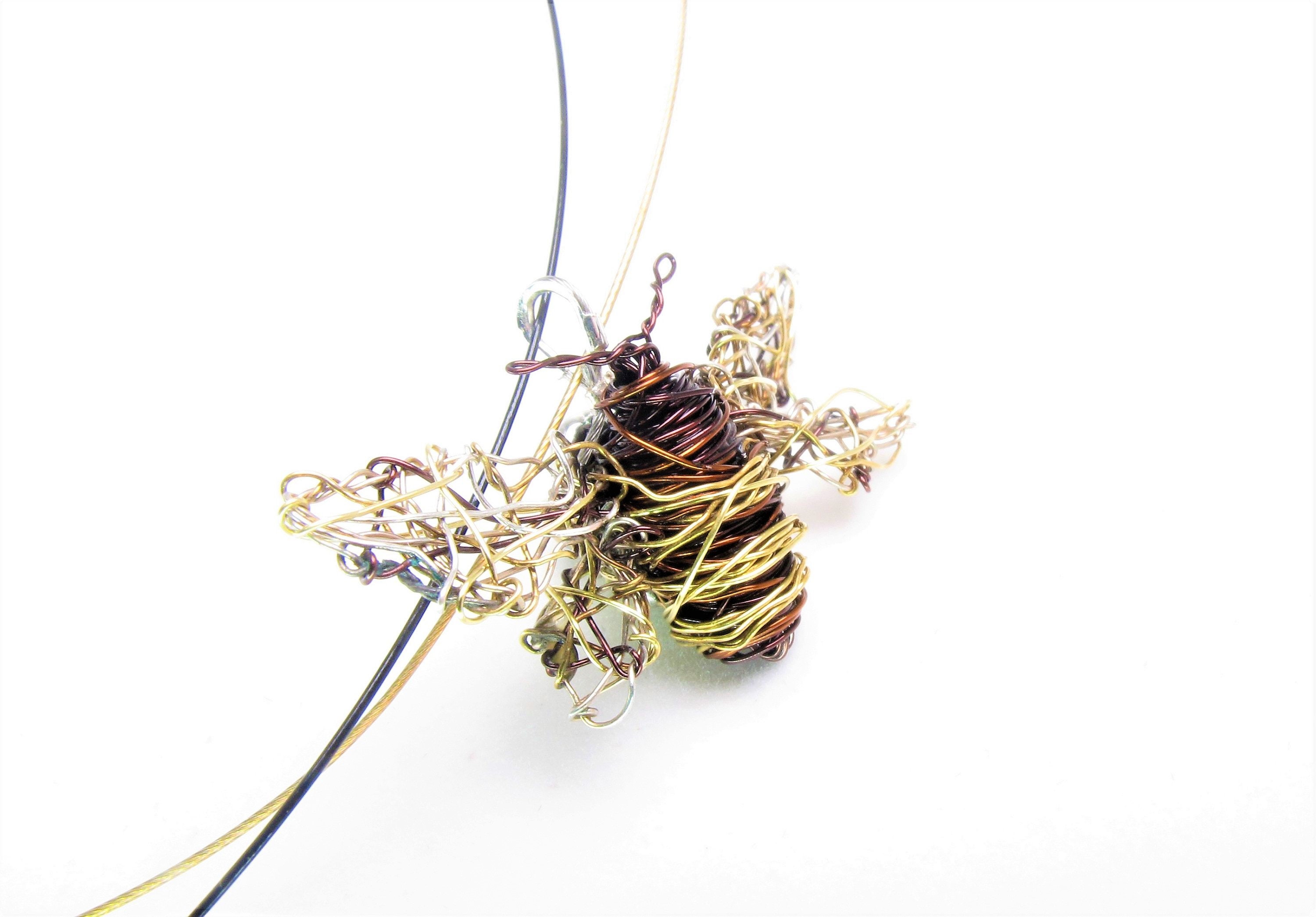 Bee Necklace Bee Pendant Wire Sculpture Insect Art Jewelry - Etsy