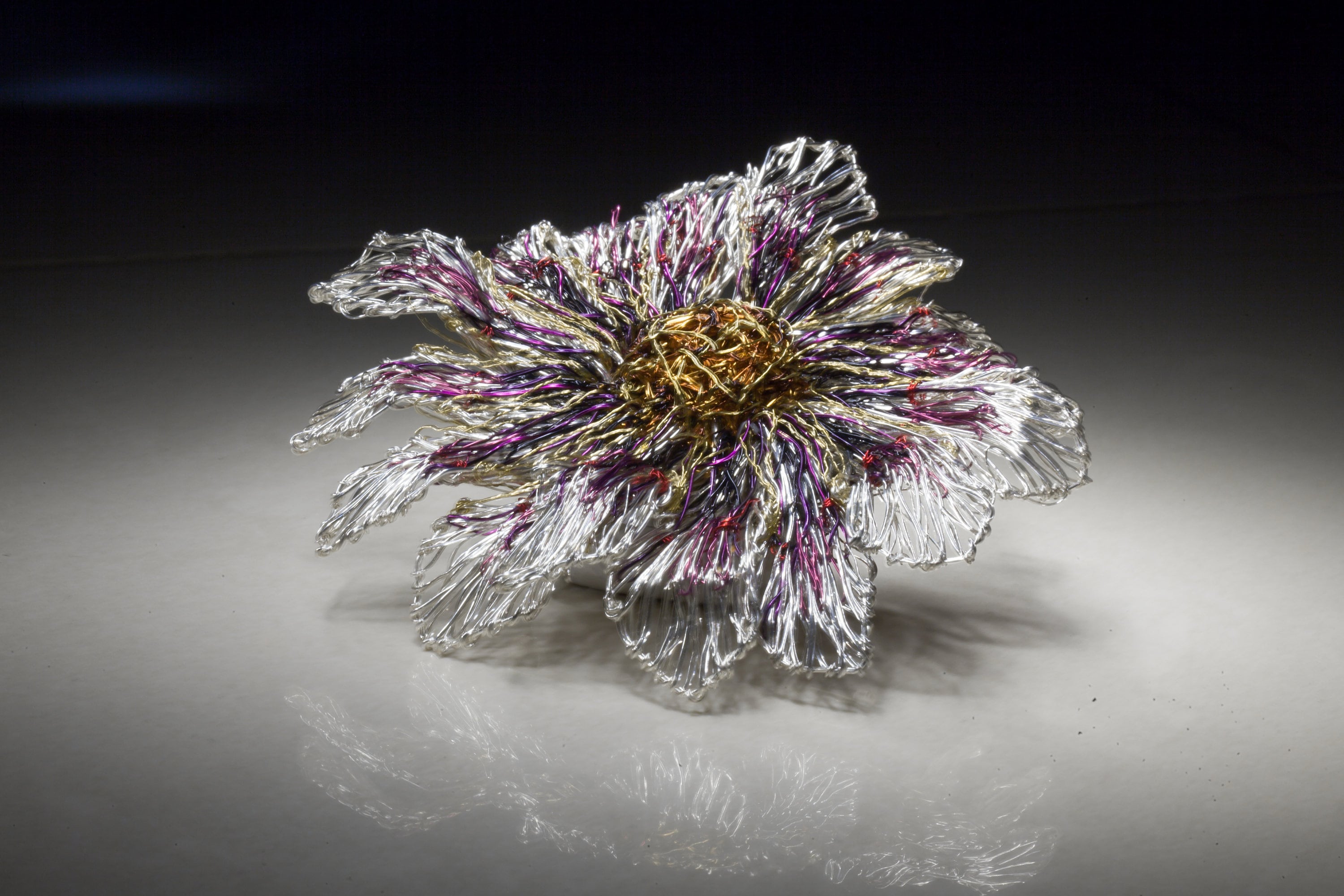 Pink Flower Brooch Flower Jewelry Gerbera Daisy Bridal Brooch Metal Flower Sculpture Wire Art ...