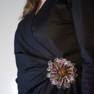 Pink Flower Brooch Flower Jewelry Gerbera Daisy Bridal Brooch Metal Flower Sculpture Wire Art ...