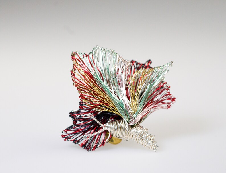 Silver Butterfly Brooch, Wire Butterfly Jewelry, Art Brooch, Colorful ...